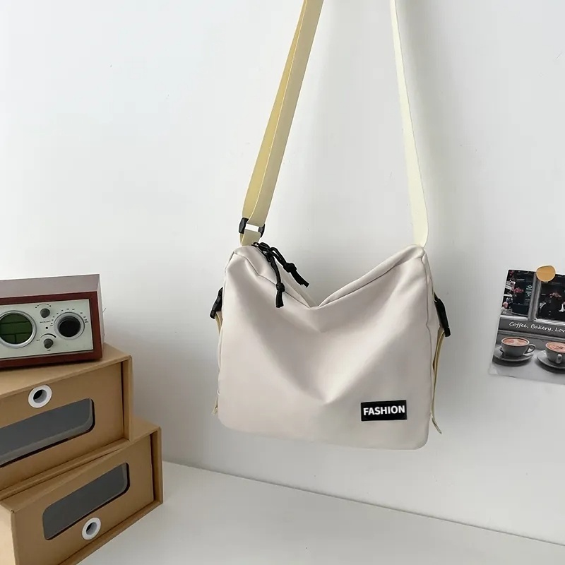 Japanese Solid Color Simple Canvas Bag Female Casual Crossbody Bag Boys ...