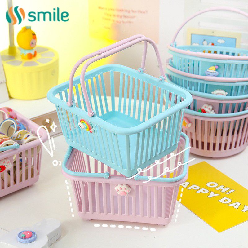ღ Cute Mini Hand Basket Wash Bathroom Storage Basket Plastic Pen ...