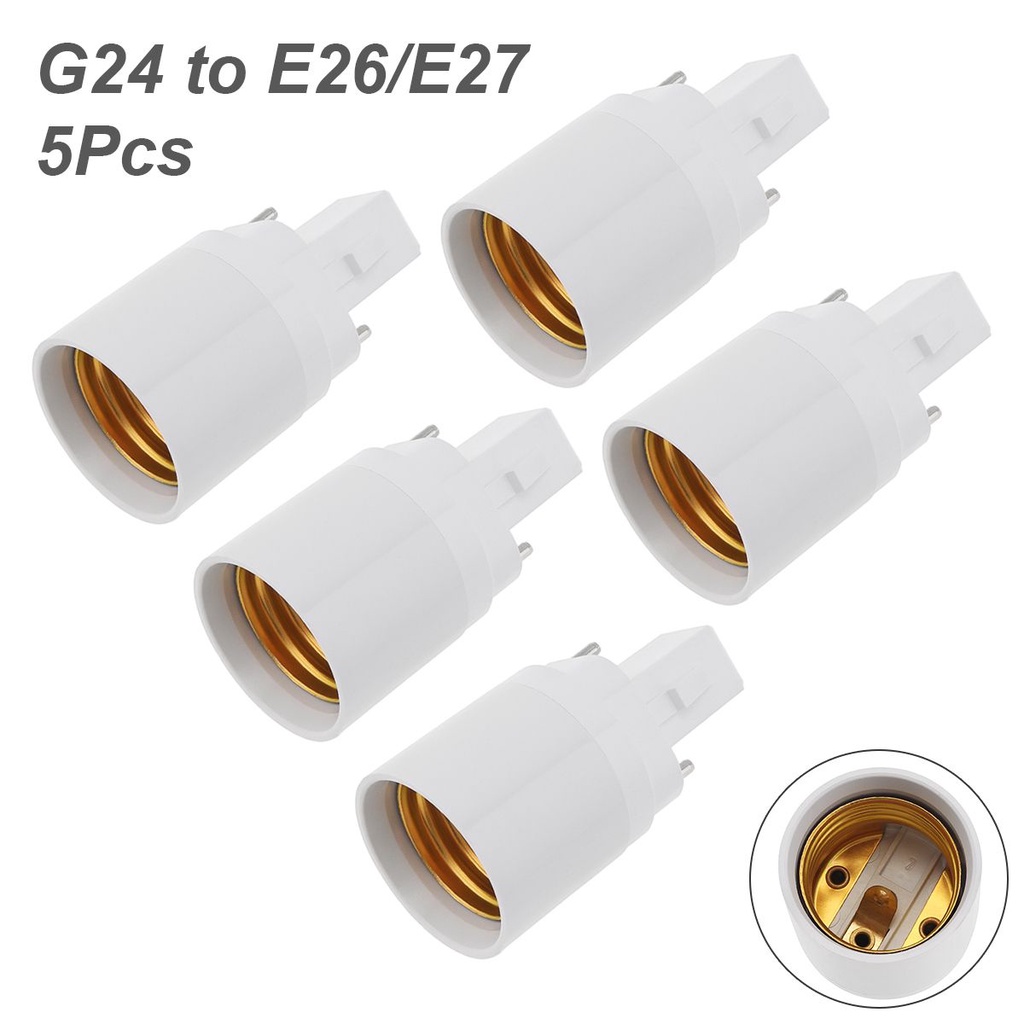 5pcs 2Pin Conductive G24 to E26/E27 Socket Adapter Gx24d Lamp Base ...