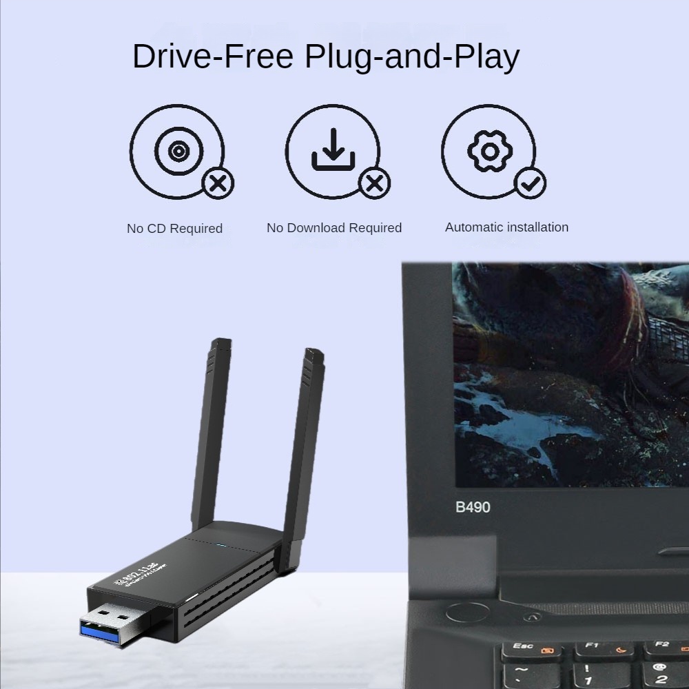 1800M USB WIFI 6 Adapter Dual Antenna 1300M Network Card AX1800 Dual Band 2.4G 5G WiFi Adapter ...