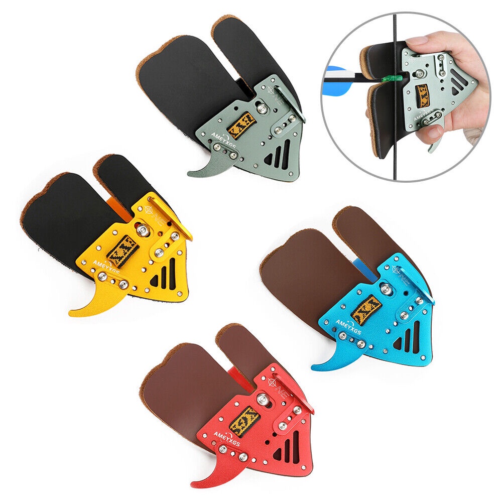 Archery Finger Guard Tab Leather Protector Gear Adjustable Bow Hunt ...
