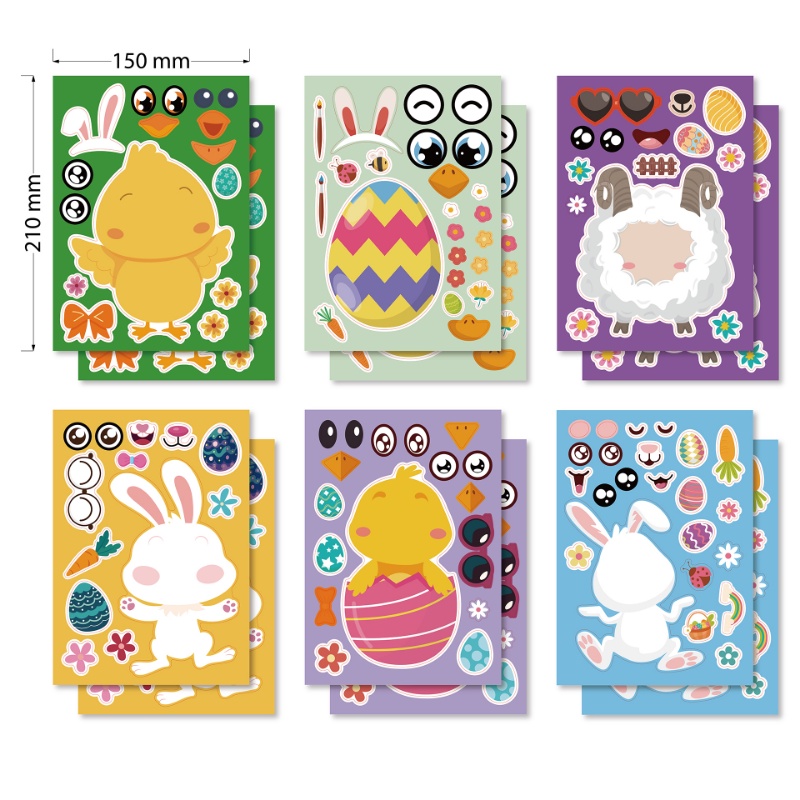 Puzzle DIY Make A Face Sticker Books Set for Kids Toddlers Cute Cartoon ...