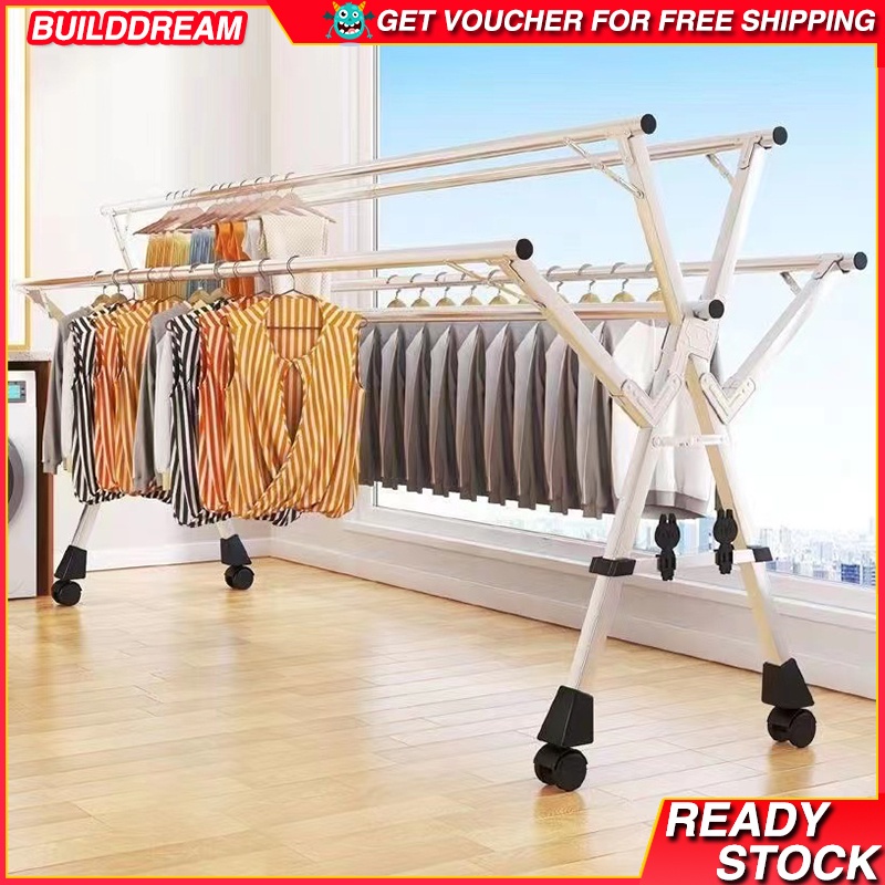 Movable Metal Clothes Pole Rack Drying Rack Laundry Rack Stand with ...