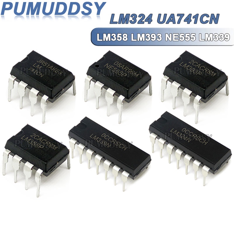 10PCS UA741 LM324 LM393 LM339 NE555 LM358 DIP LM358N LM324N LM339N ...