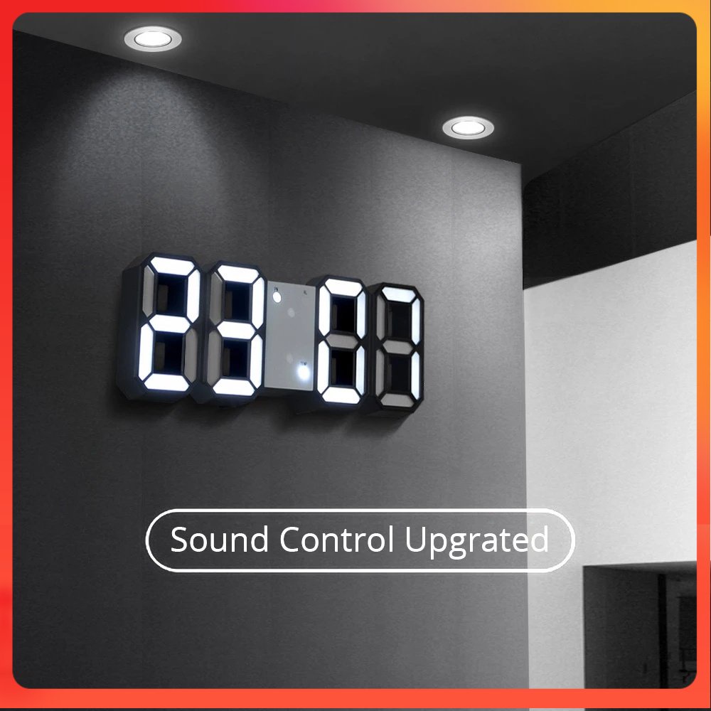 [SG] 3D LED Digital Clock 12/24 Hour Display Wall Clock 3D Clock Desk ...