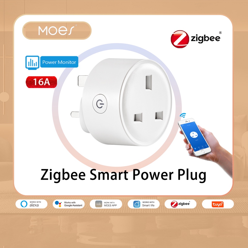 MOES ZigBee Tuya Socket Power Plug 16A Smart APP Wireless Socket Outlet Functional Energy ...