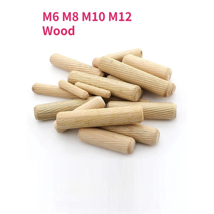 M6 M8 M10 M12 Wooden Dowel Cabinet Drawer Round Fluted Wood Craft Dowel ...