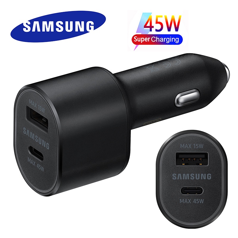 Samsung Galaxy S20 S21 Ultra Car Charger 45W Dual USB Adaptive Fast Adapter USB C Cable For ...