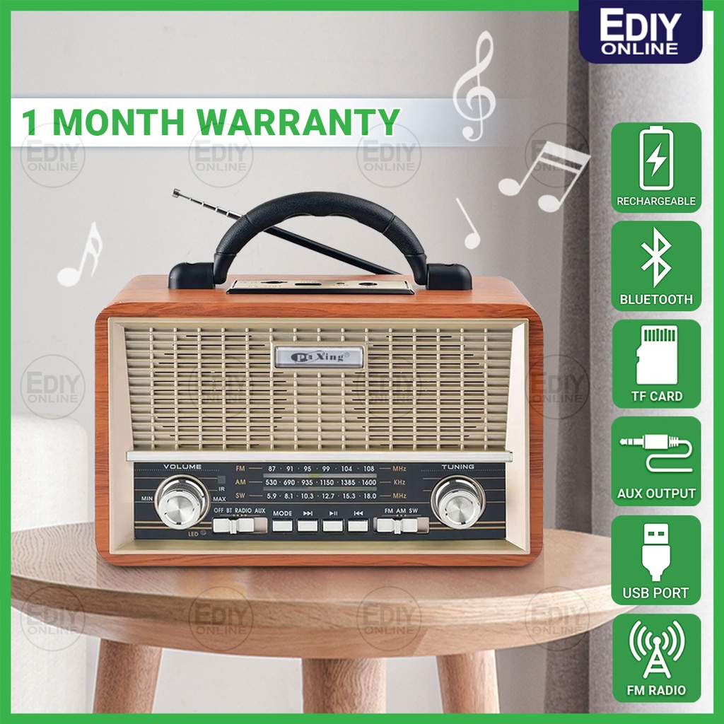PU XING Classical Antique Vintage Retro FM Radio Rechargeable Bluetooth ...