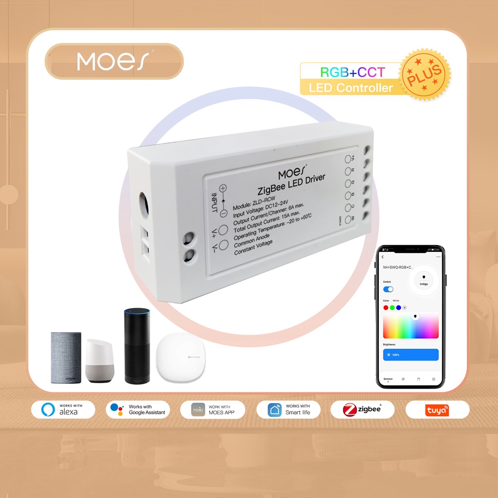 MOES ZigBee Smart Dimmer Module Swtich RGB CCT for LED Strip Smart Life ...