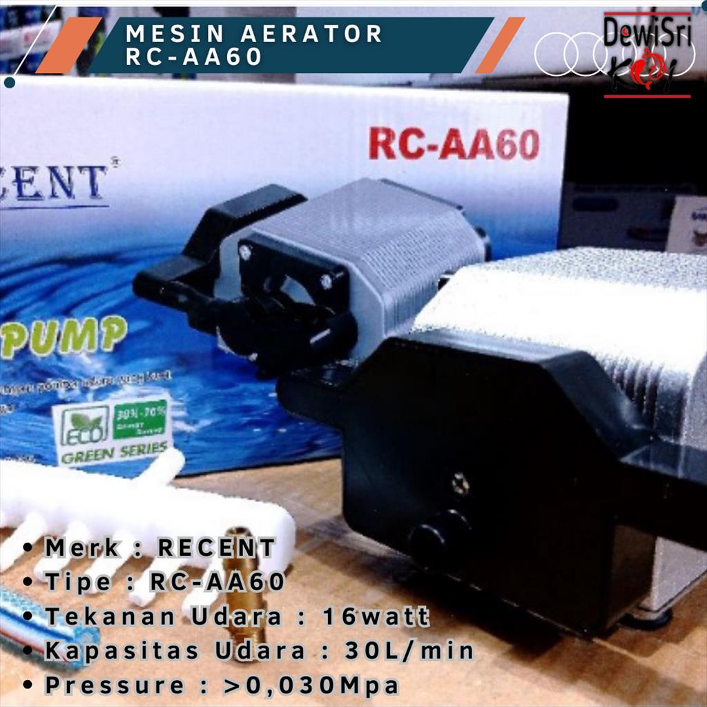 MESIN Recent Aerator Machine RC-AA60 Aquarium Fish Pond Bubble Air Pump ...