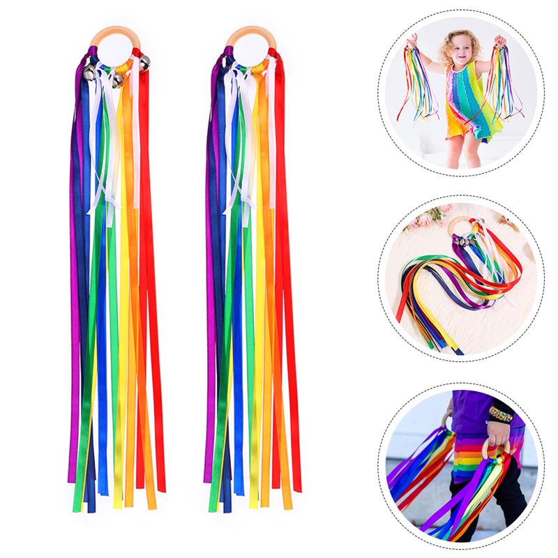 Ready Stock 2pcs Rainbow Ribbons Performance Dancing Gymnastics Ribbon ...