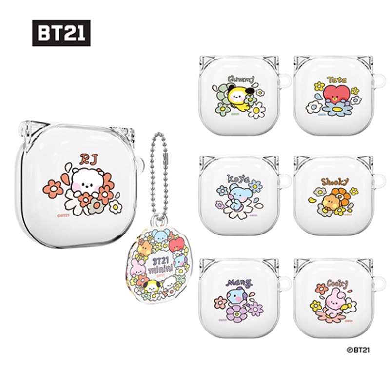BT21 Minini Clear Galaxy{Buds 2 Pro/Buds 2/Buds FE/Live/Pro}With Keyring Flower Official ...