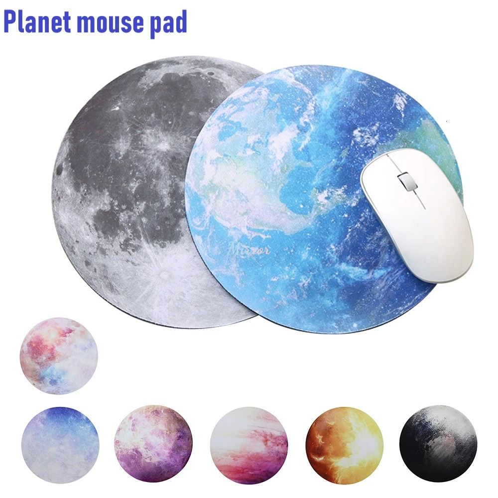 Luna Planet Series Mouse Pad Mat Circular With Style Round Rubber Anti ...