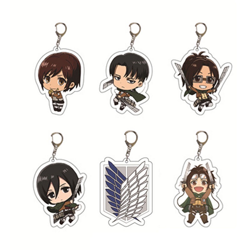 Anime Attack on Titan Keychain Eren Jaeger Levi Ackerman Character ...