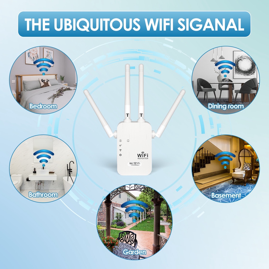 5 Ghz WIFI Extender Wireless Wi-Fi Booster Repeater 1200Mbps Network ...