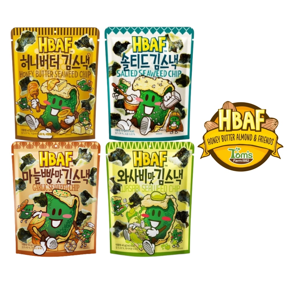 HBAF Korean Seaweed Chips 40g / Honey Butter Seaweed Chip, Salted ...