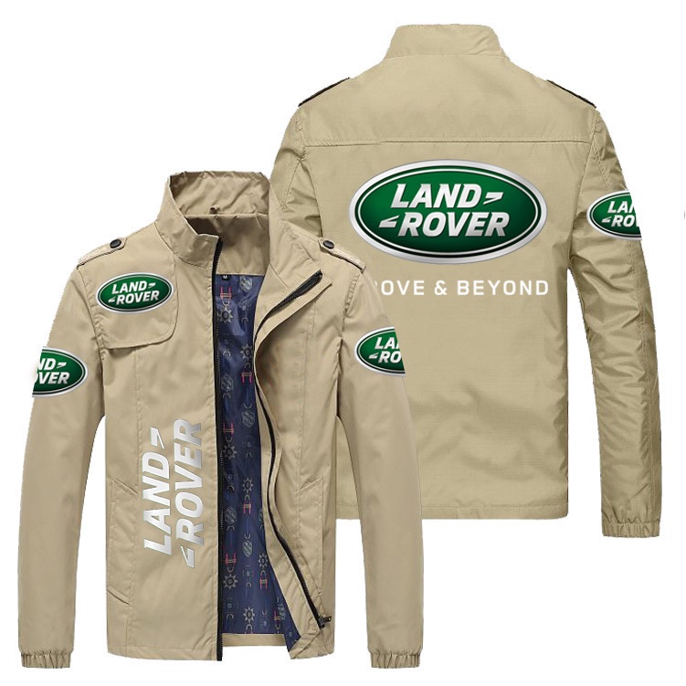 Land rover Car Logo Business Casual Zipper Cardigan Stand-Up Collar Men ...