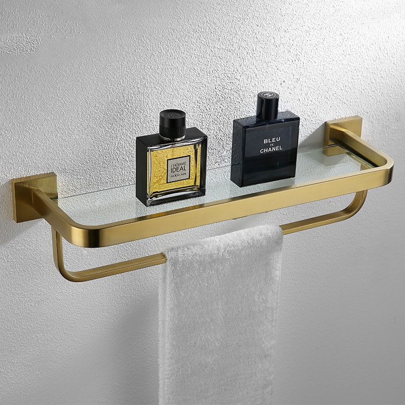 Glass Shelves Bathroom Towel Rack SUS304 Stainless Steel Rustproof ...