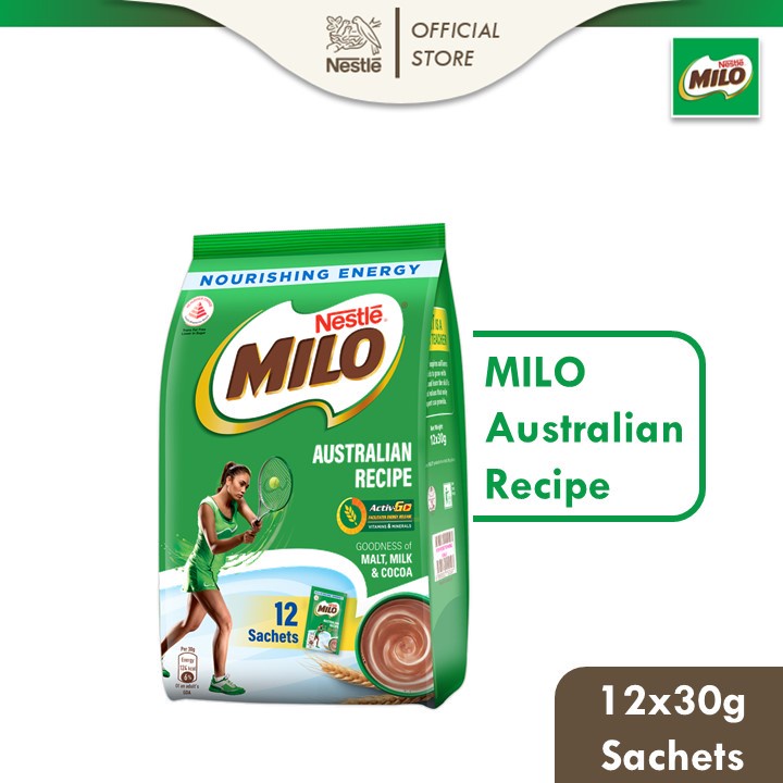 MILO Australian Recipe Greater Chocolatey and Milky Taste (12 sachets x ...