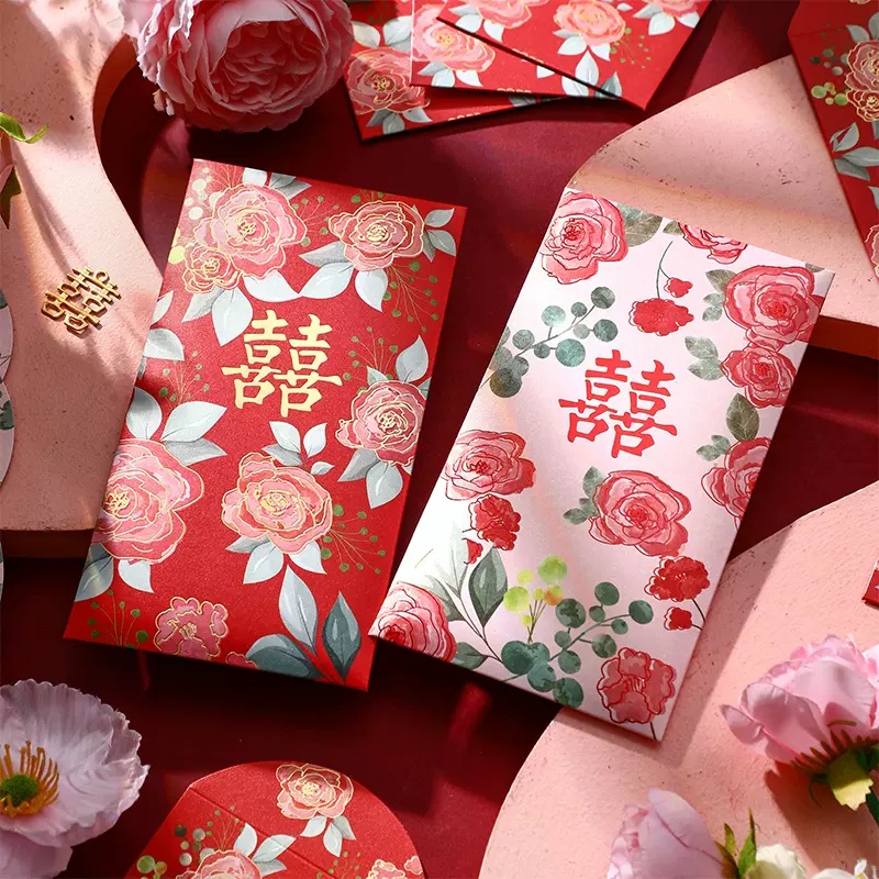 10Pcs/pack 2024 Wedding Ang bao Red Packet Double Happiness Red ...