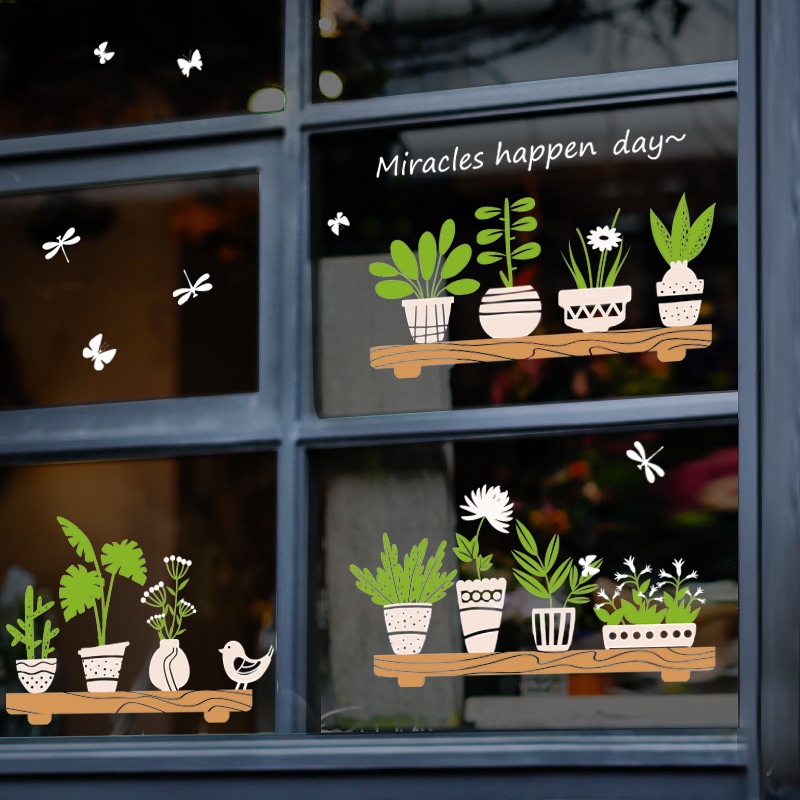 Transparent Plant Window Sticker, 45*60cm Removable Static Cling Decal ...