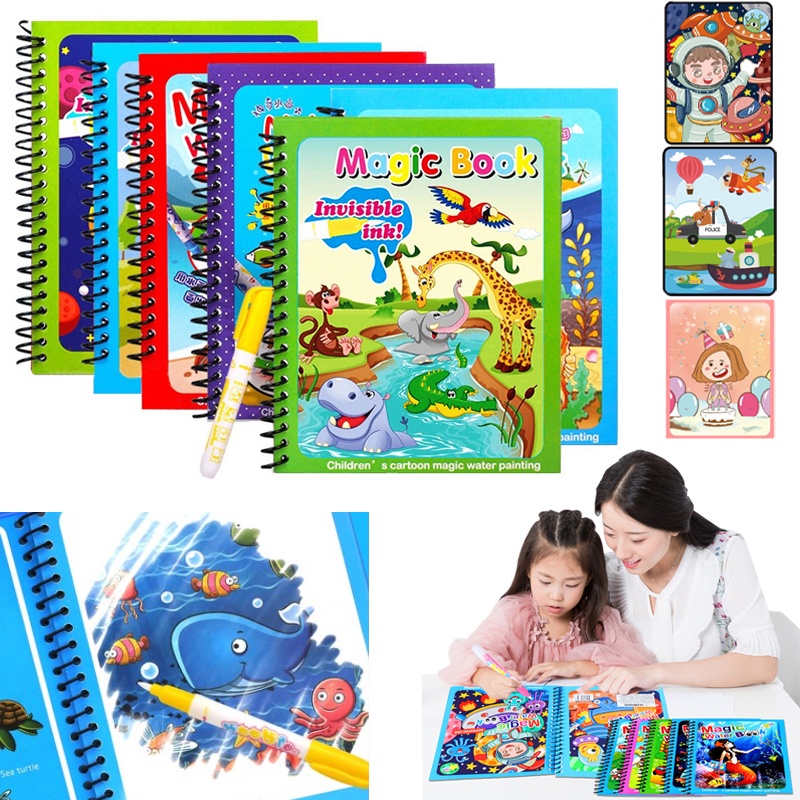 Magical Book Water Drawing Toys Reusable Coloring Book Magic Water ...