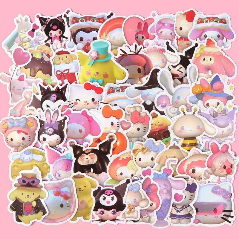 【50\100pcs 】3D Sanrio Stickers Cute Cartoon Waterproof Sticker ...
