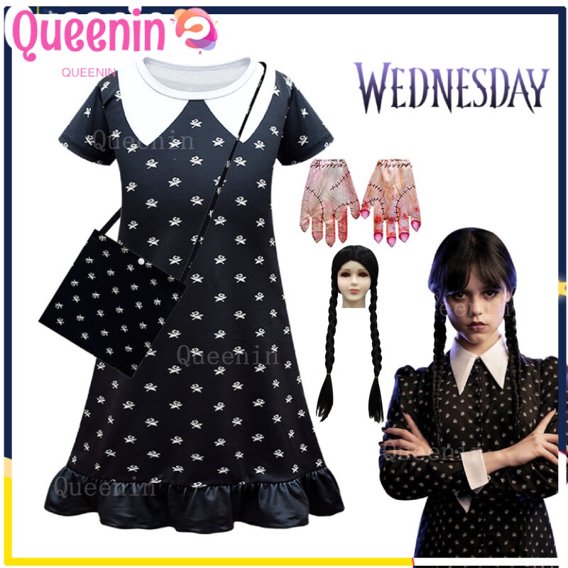 Addams Family Cosplay Costume Girls Dress Wednesday Christina Ricci Kid ...