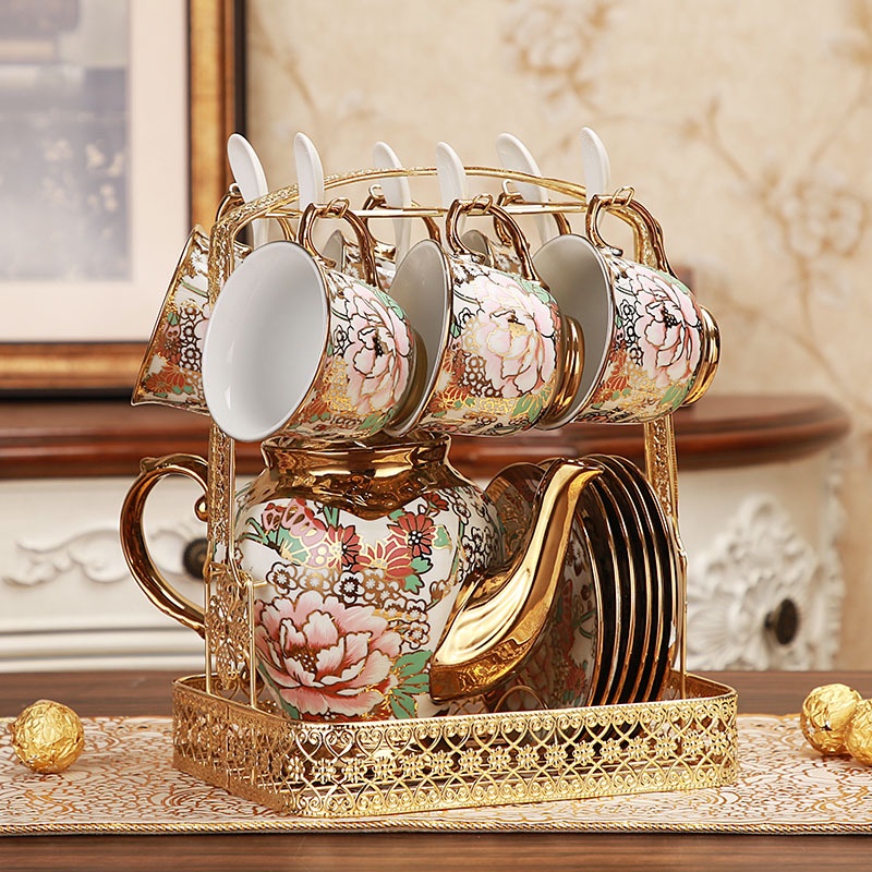 14 Pieces European Style Tea Set Ceramic Coffee Bone China Cup British Whole Household Afternoon ...
