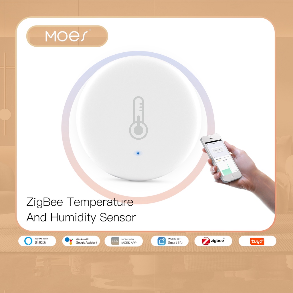 MOES Tuya Smart ZigBee Smart Temperature And Humidity Sensor Battery Powered Security With Tuya ...
