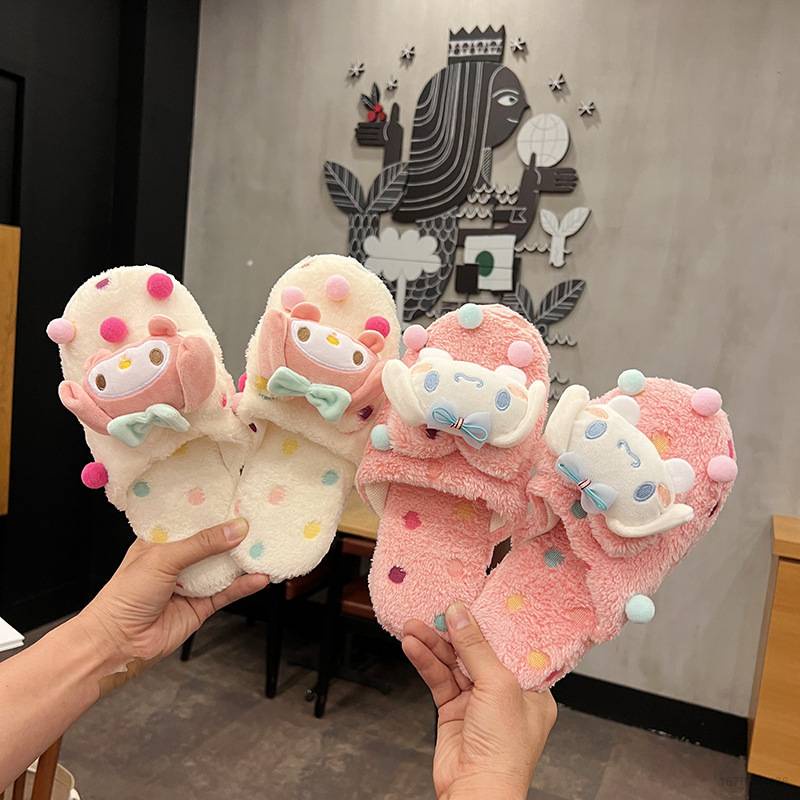 Sanrio mymelody Kuromi Cinnamon Pompom Purin home slippers autumn ...