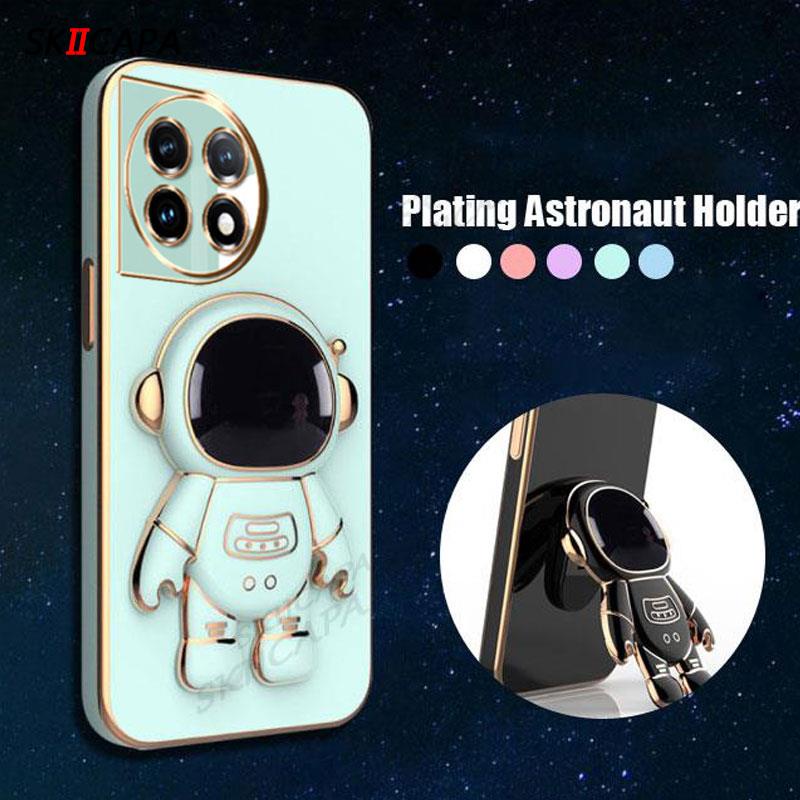 For Oneplus 11 11R Case Plating Astronaut Stand Holder Cover For One ...