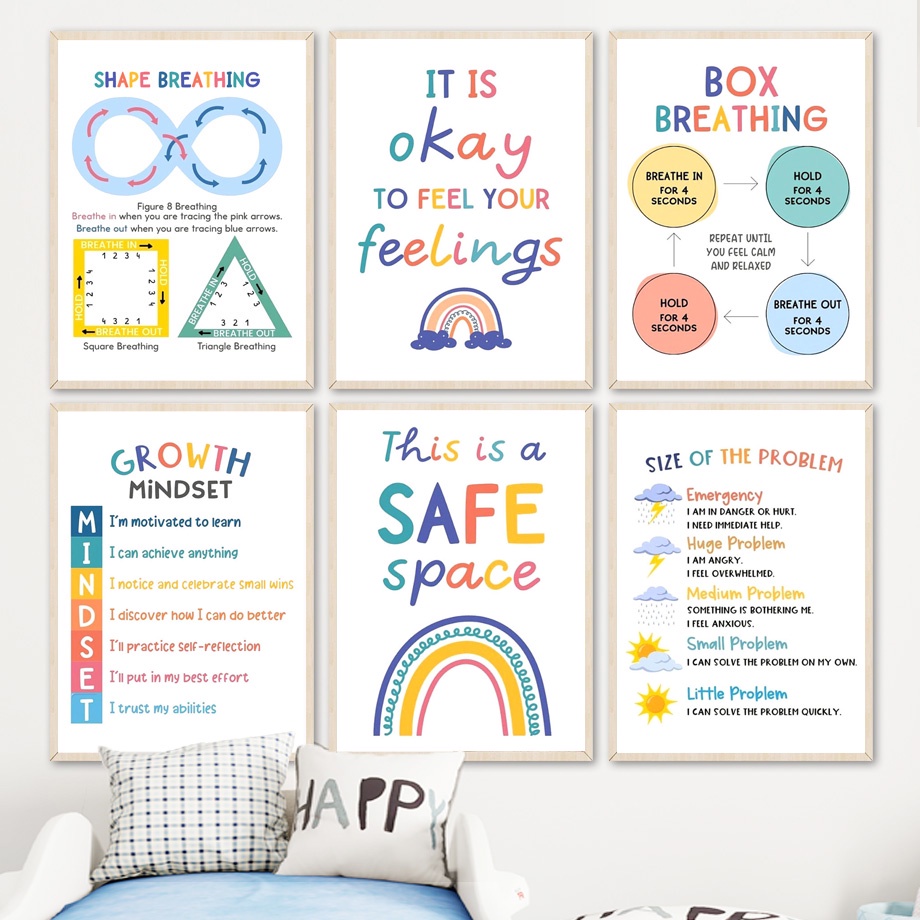 Growth Mindset Rainbow Mental Health Alphabet Wall Art Canvas Painting ...