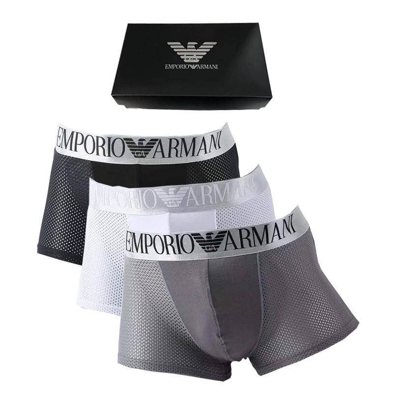 [3pcs+Box] Men's Underwear Comfortable Breathable Boxer Briefs Mesh ...