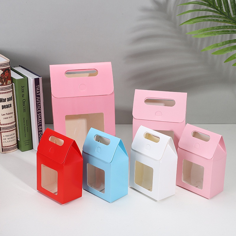 5pcsFolding simple multi-color optional kraft paper window gift bag ...