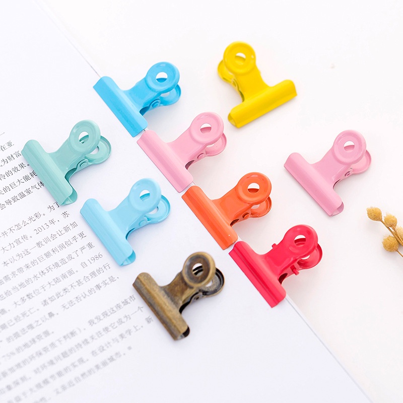 5 Pcs Metal Hinge Clips Colorful Bull Binder Paper Clip Clamp for ...
