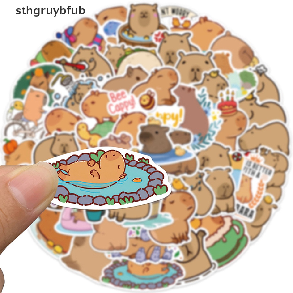 STHB 50Pcs Cute Capybara Sticker Set for Laptop, Guitar, Scrapbook and ...