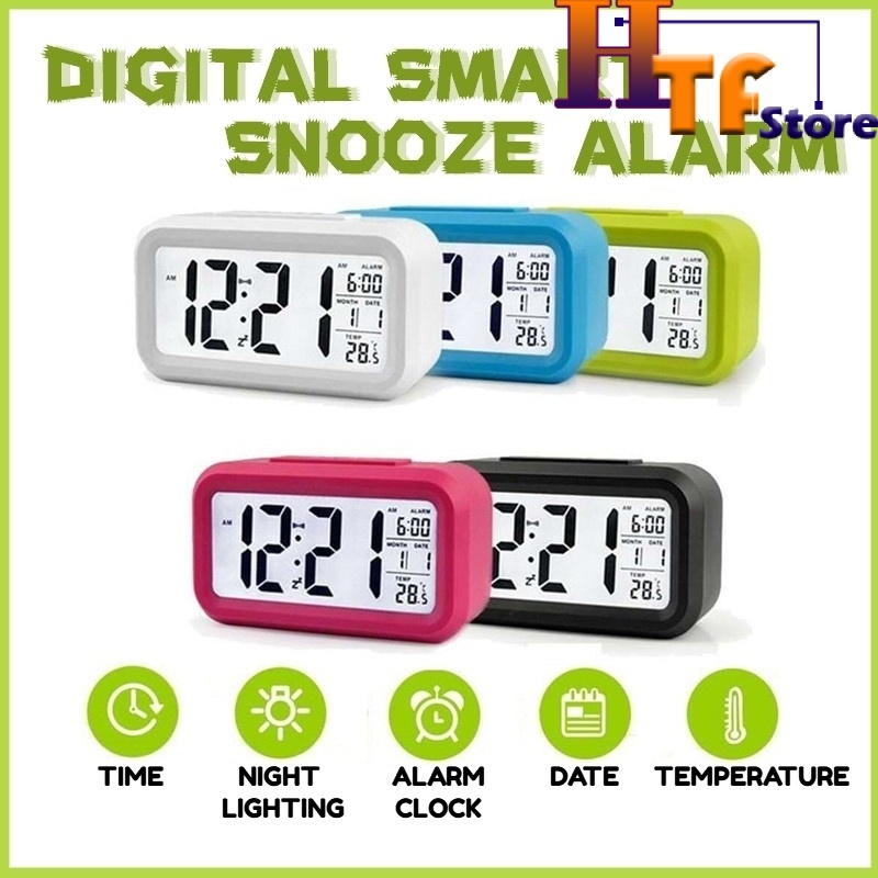 Day Night LED Light Digital Alarm Clock Large Display Smart Backlight ...
