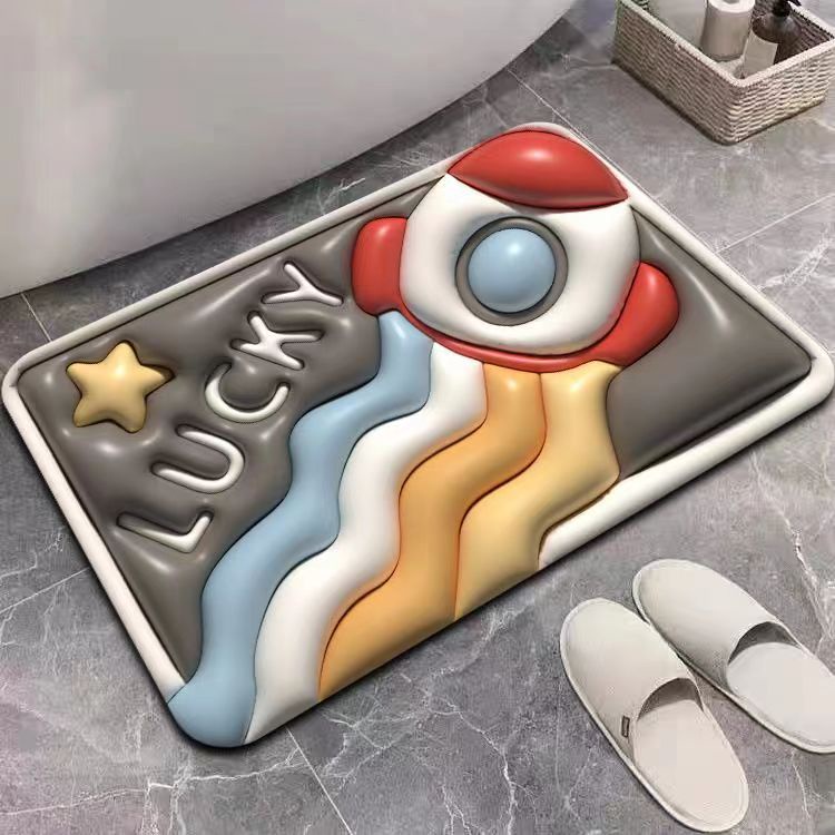 18 New Design Diatomite Mud Simulation 3D Floor Mat Super Absorbent Cartoon Door Mat Diatomite ...