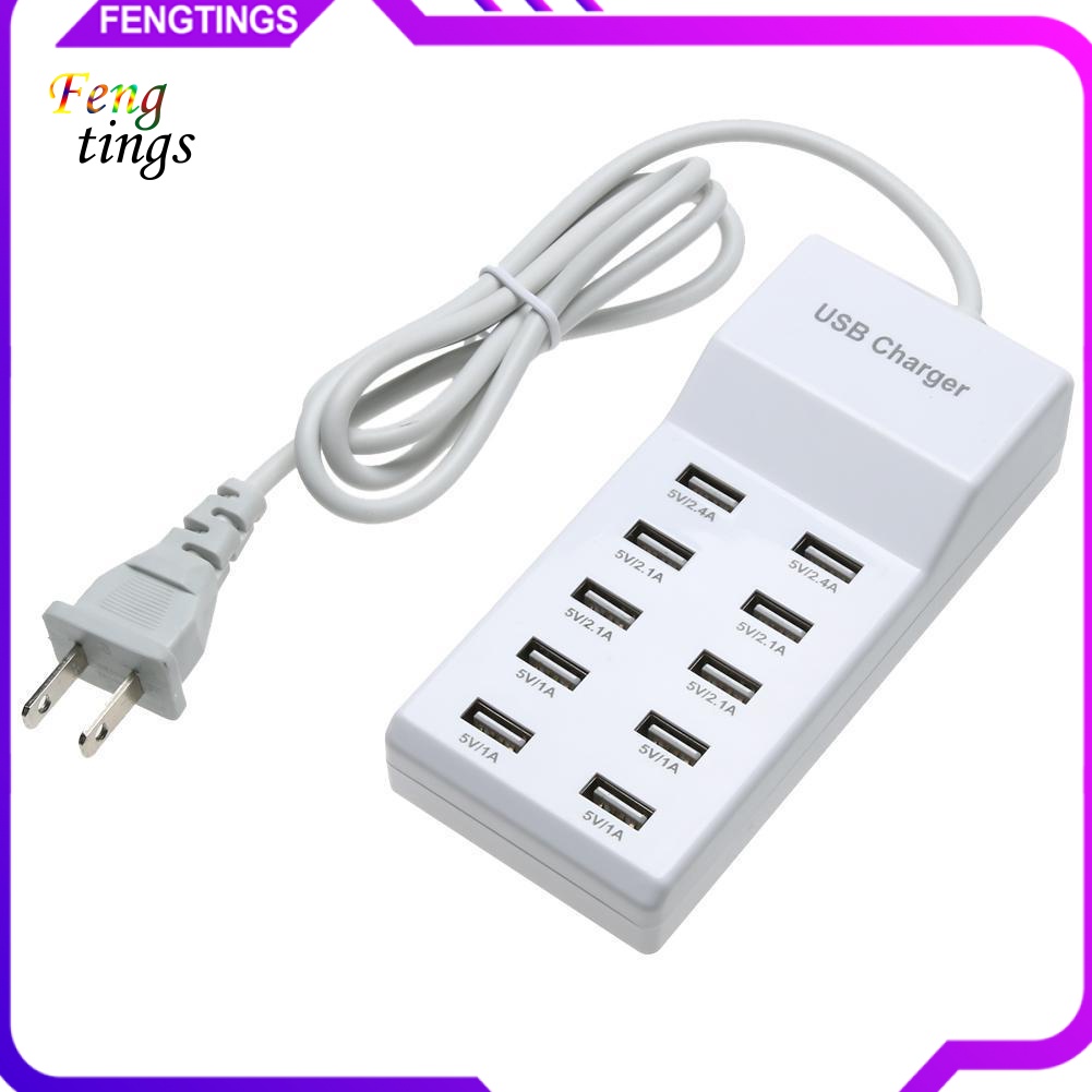 [Ft] 10 Port Fast USB Charging Port Power Strip Adapter Wall Travel ...