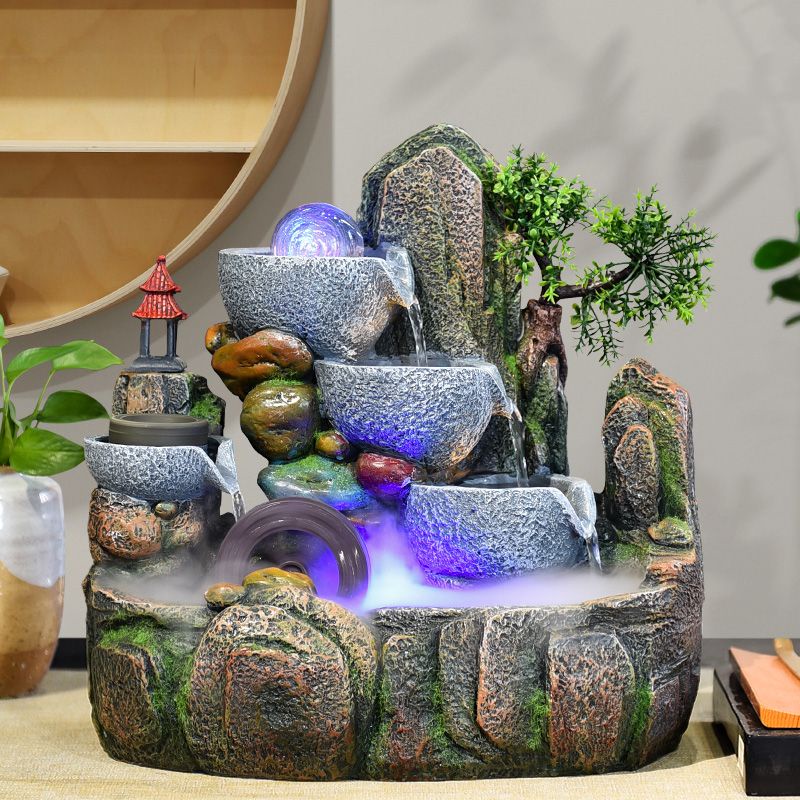 Rockery Flowing Water Fountain Circulating Waterwheel Feng Shui Wheel ...
