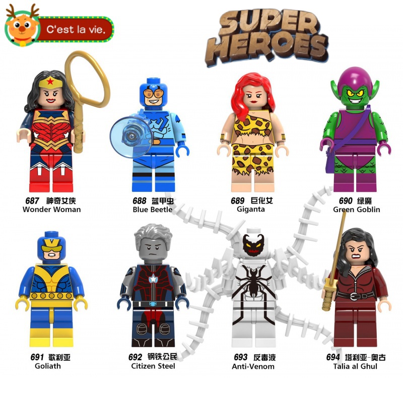 DC Superhero Building Block Doll Wonder Woman Blue Beetle Minifigure ...