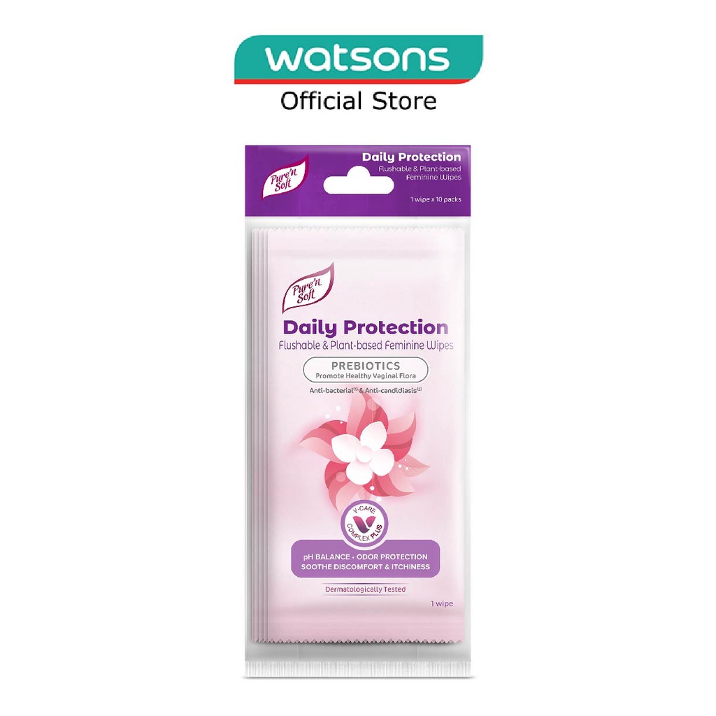 PURE'N SOFT Daily Protection Flushable & Plant-based Feminine Wipes ...