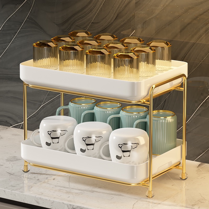 Double Layer Cup Holder with Detachable Tray Cup Storage Rack | Shopee ...
