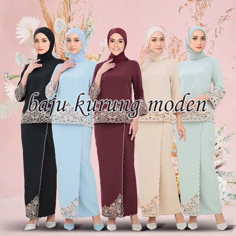Baju Kurung Moden Set Ready Stock Ironless Baju Raya 2023 Women Muslim ...