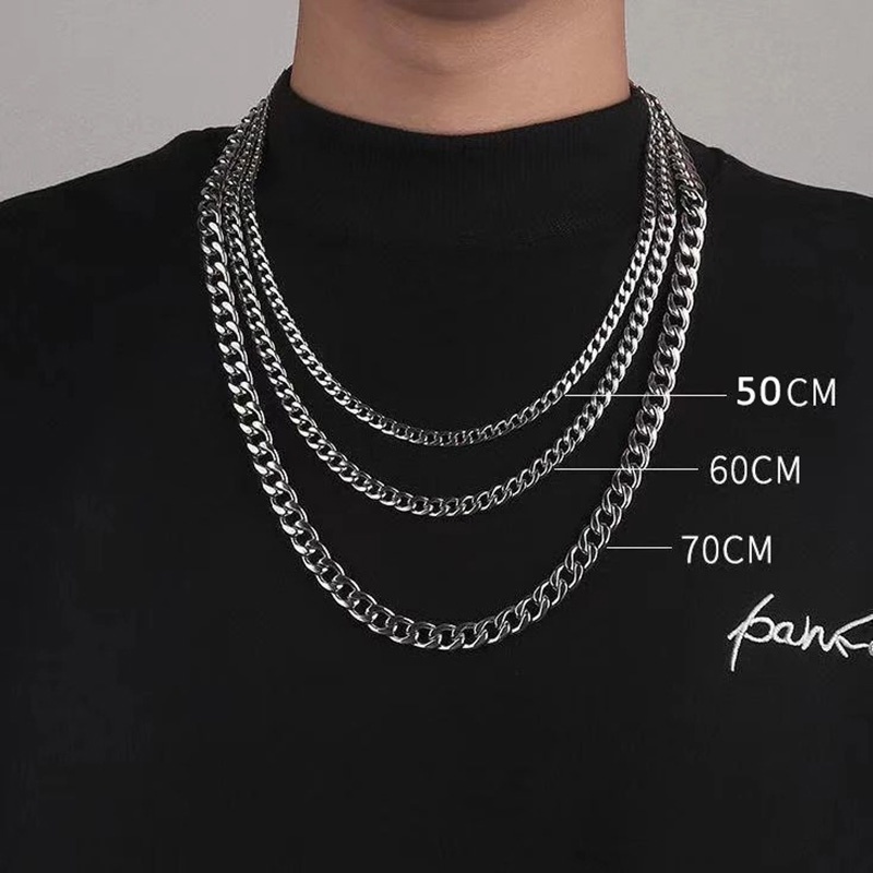 Width 3/5/7/9MM Hip Hop Cuban Link Stainless Steel Chains Necklace for ...