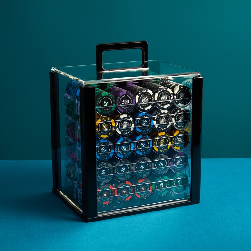 transparent Texas Poker Chip Box Acrylic Poker Chip Carrier w/ Tray ...