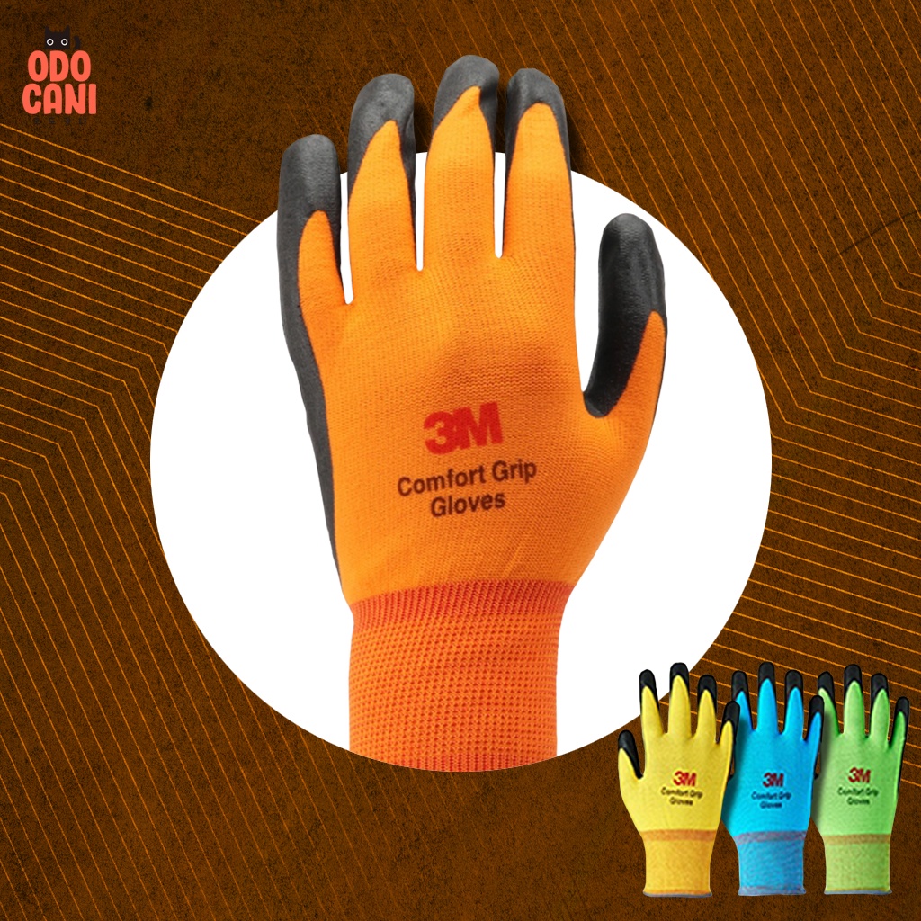 [4 colors] 3M Gloves Comfort Grip Color Premium Work Gloves ( Orange ...
