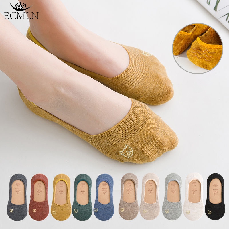 ECMLN Invisible Low Cut Socks Sillicone Inside Non Slip Boat Socks for ...